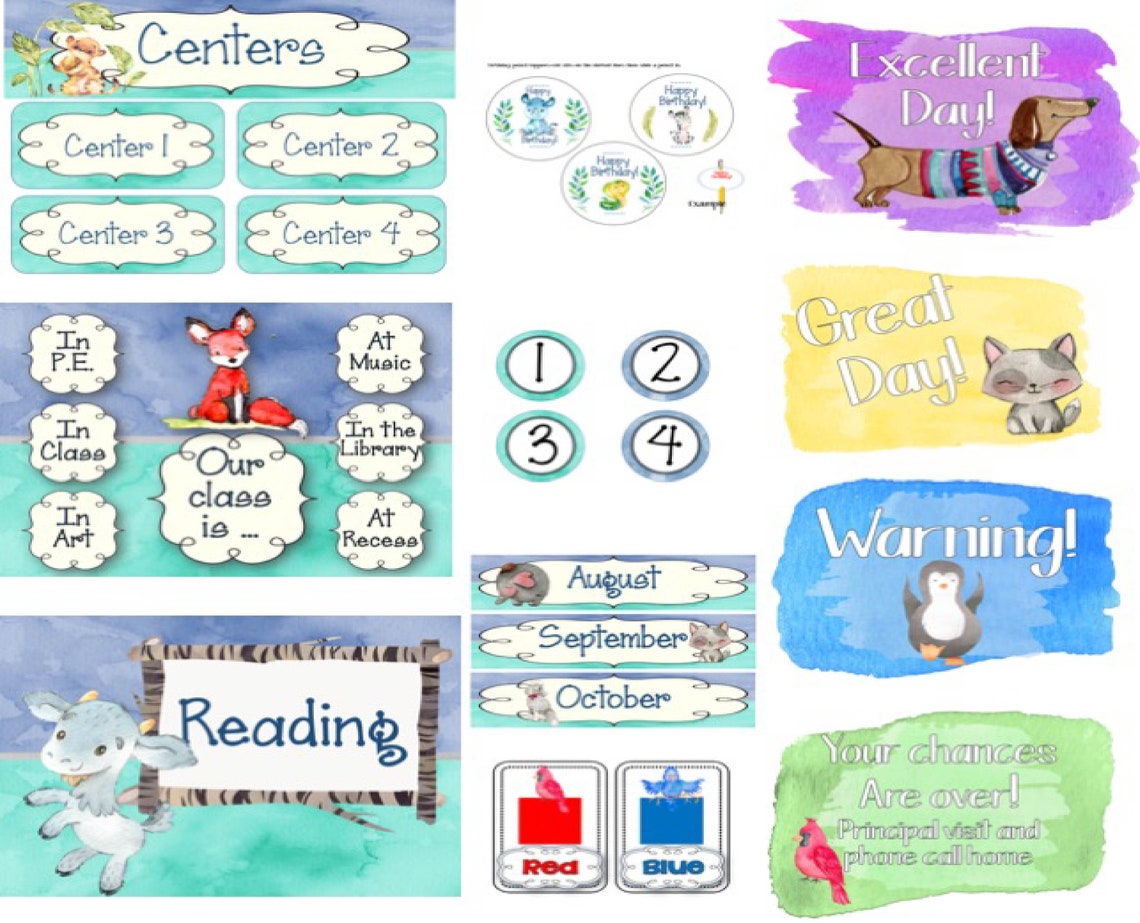 Classroom Decorations Watercolor Animals Theme-over 300+ Pages and ...