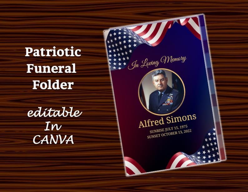 Patriotic Funeral Folder Editable With Canva - Etsy