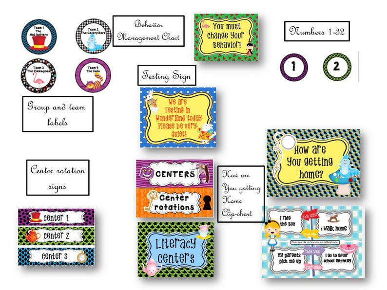 Alice and Wonderland Classroom Decoration Set-over 200 Pages!-editable ...