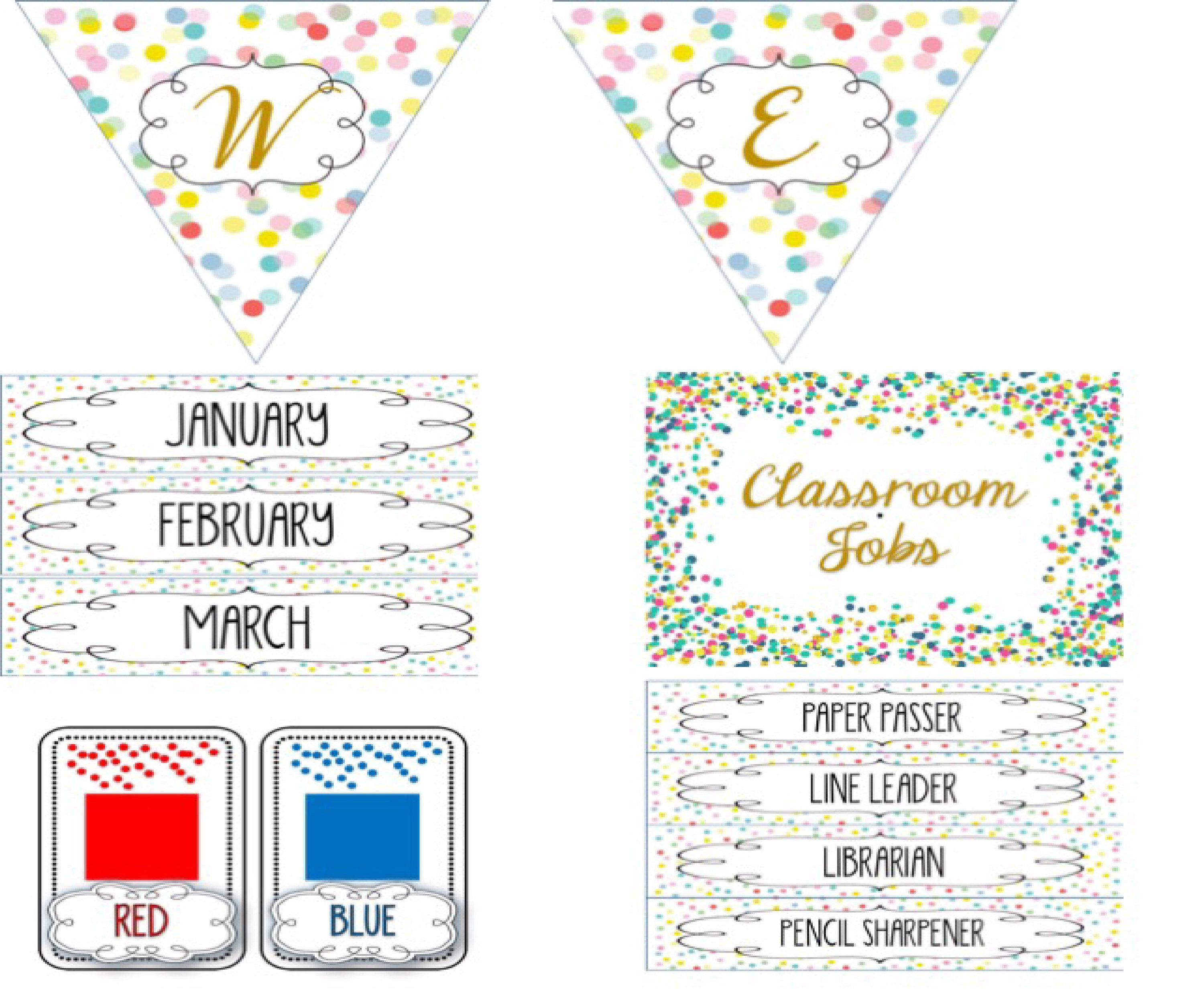 Classroom Decoration Bundle-confetti Theme and Editable - Etsy