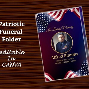 Patriotic Funeral Folder Editable With Canva - Etsy