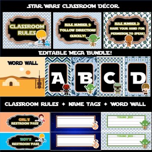 Star Wars Classroom Decoration MEGA Bundle Set-262 Pages-editable! - Etsy