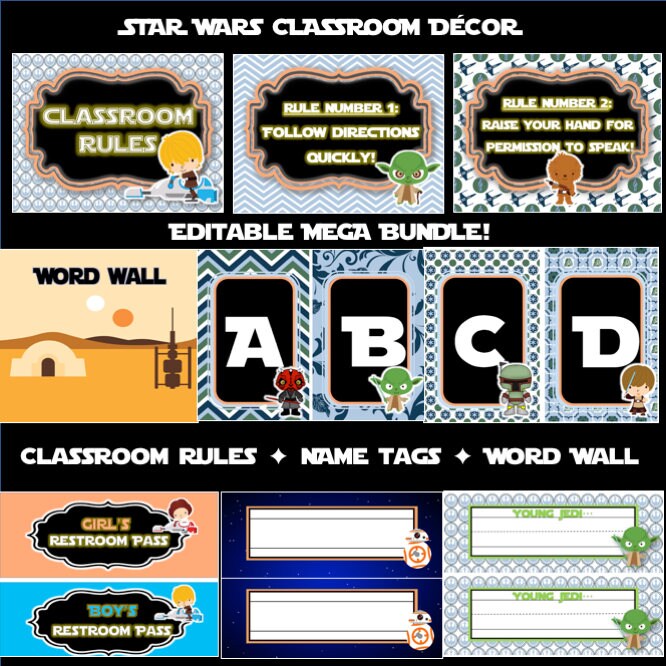 Star Wars Classroom Decoration MEGA Bundle Set-262 Pages-editable - Etsy