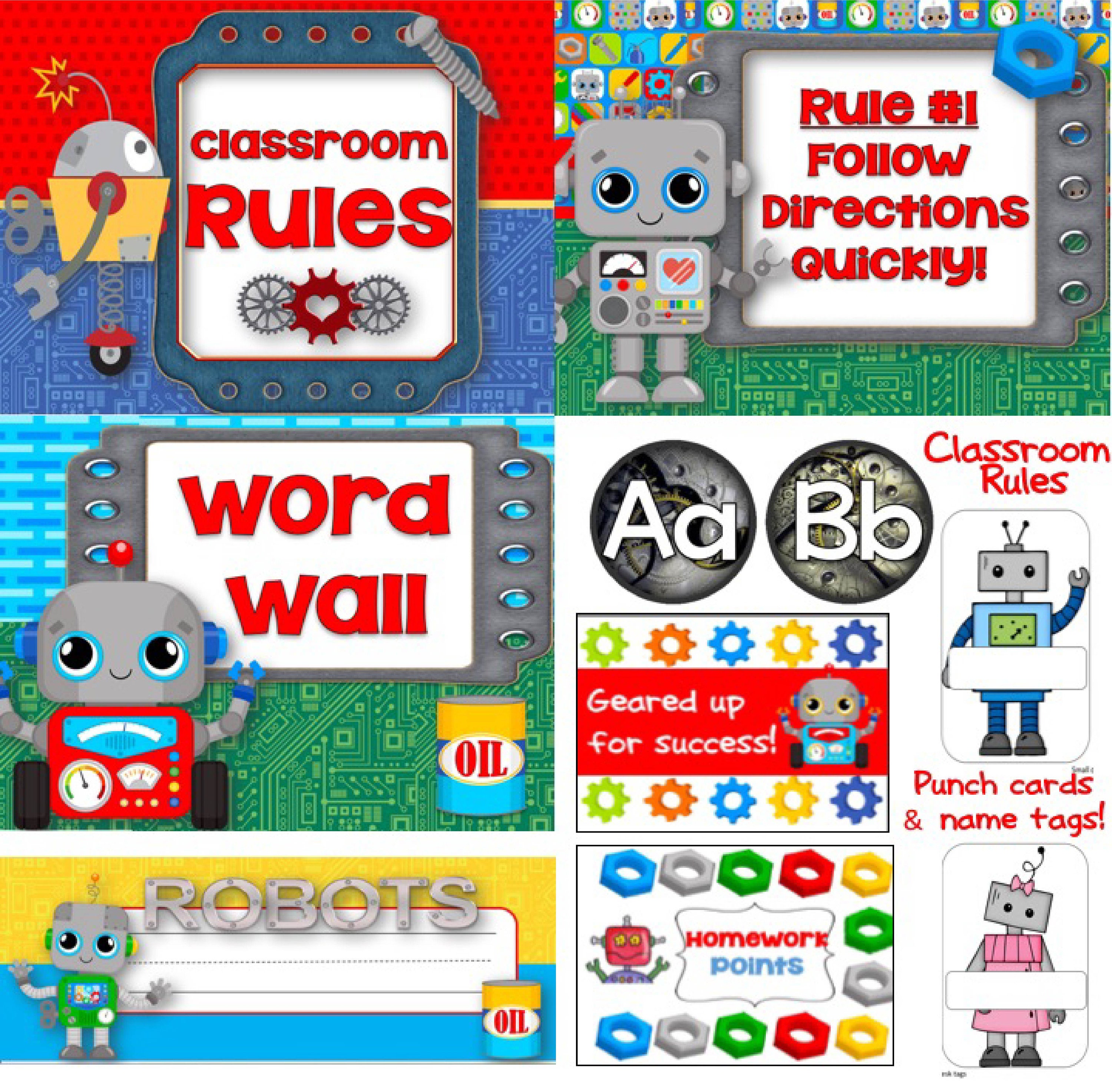 Classroom Decorations -robot Theme-over 300 Pages and Editble! - Etsy UK