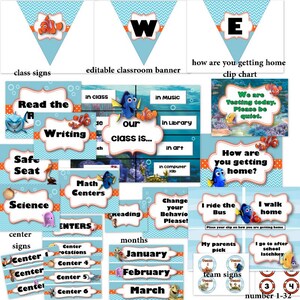 Finding Nemo and Dory Classroom Decoration Set-editable! - Etsy