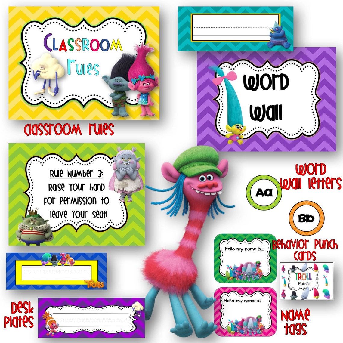 Trolls Classroom Decor Mega-bundle-editable-over 250 Pages! - Etsy