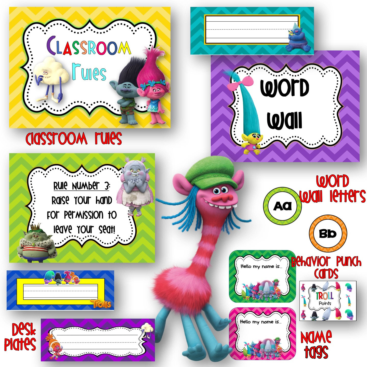 Trolls Classroom Decor Mega-bundle-editable-over 250 Pages! - Etsy