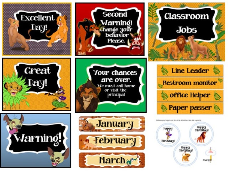 Editable Classroom Decor Bundle Elementary, Lion King Theme, Classroom ...