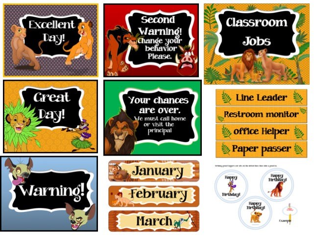 Editable Classroom Decor Bundle Elementary, Lion King Theme, Classroom ...