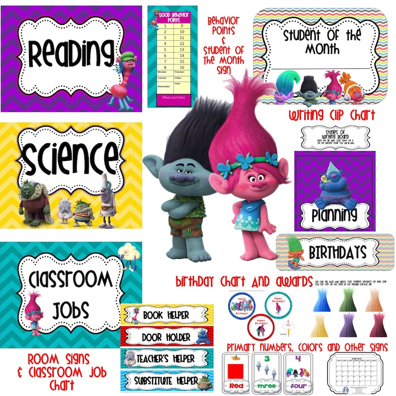 Trolls Classroom Decor Mega-bundle-editable-over 250 Pages! - Etsy