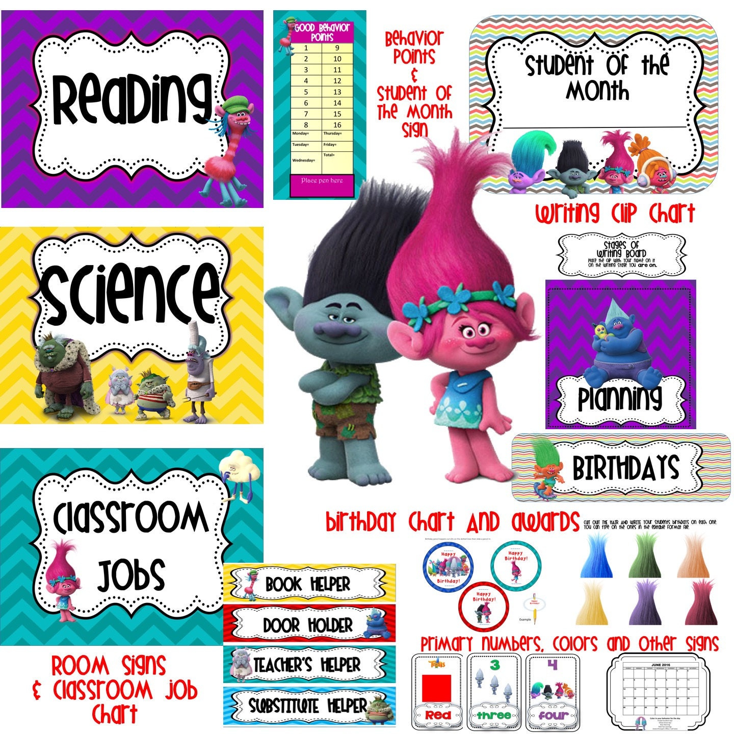 Trolls Classroom Decor Mega-bundle-editable-over 250 Pages! - Etsy