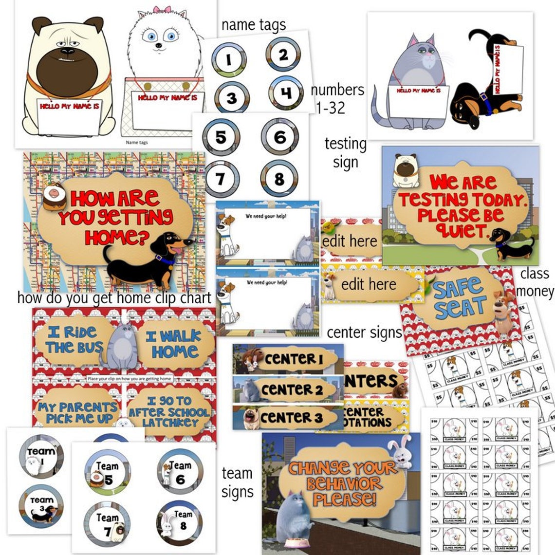 Secret Life of Pets Classroom Decoration MEGA Bundle-editable! - Etsy