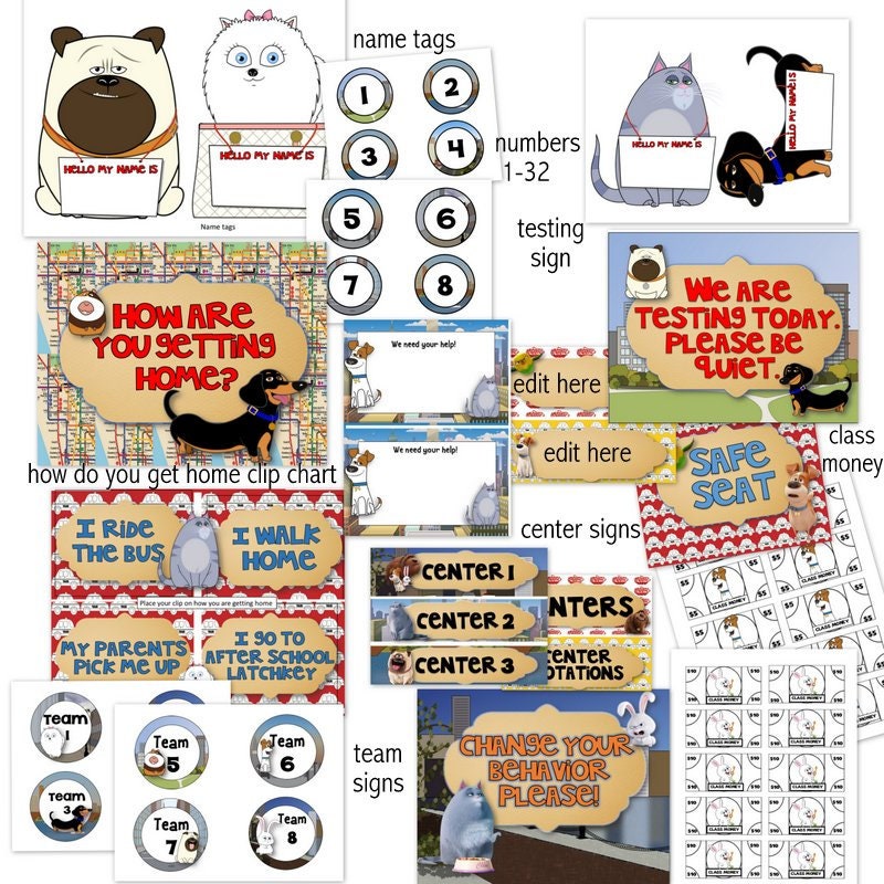 Secret Life of Pets Classroom Decoration MEGA Bundle-editable! - Etsy