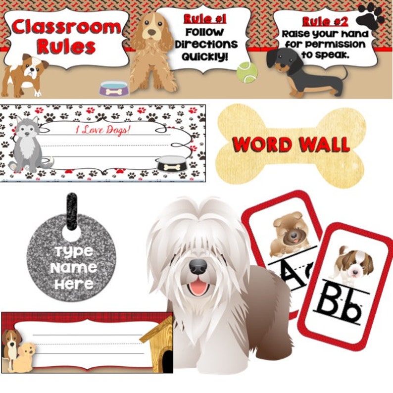 Dogs Classroom Decorations-editable 307 Pages | Etsy