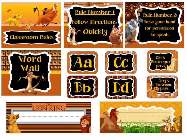 Editable Classroom Decor Bundle Elementary, Lion King Theme, Classroom ...