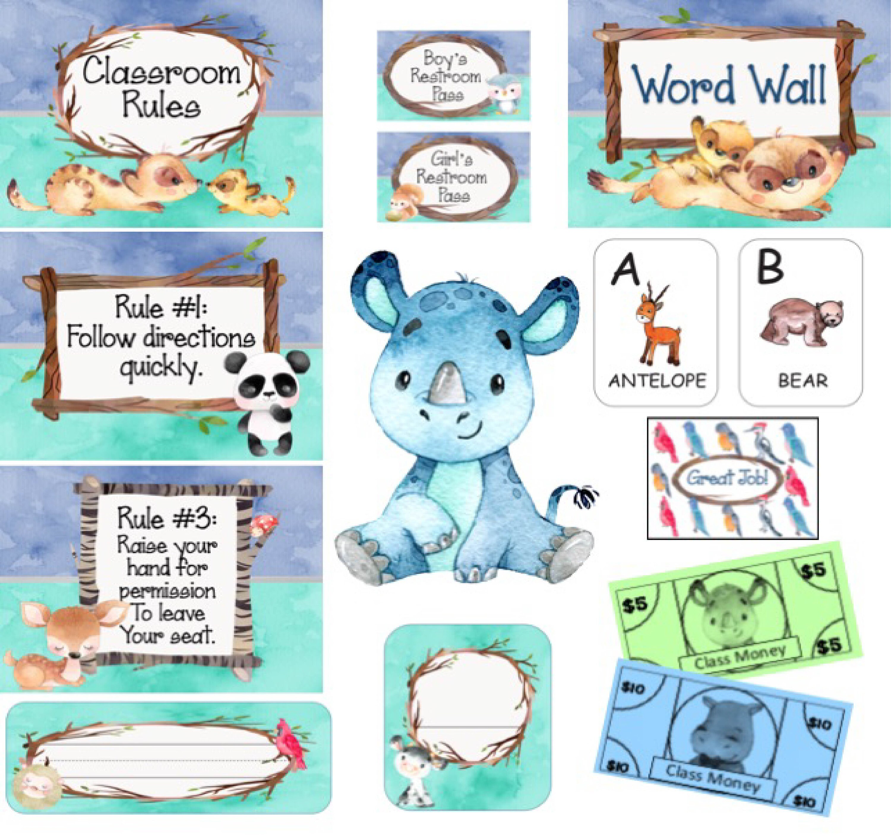 Classroom Decorations Watercolor Animals Theme-over 300+ Pages and ...