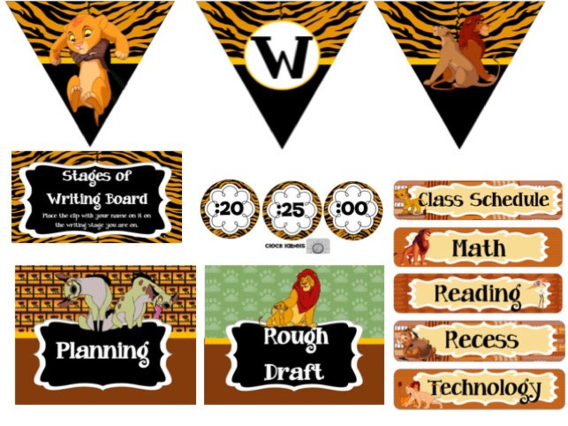 Editable Classroom Decor Bundle Elementary, Lion King Theme, Classroom ...