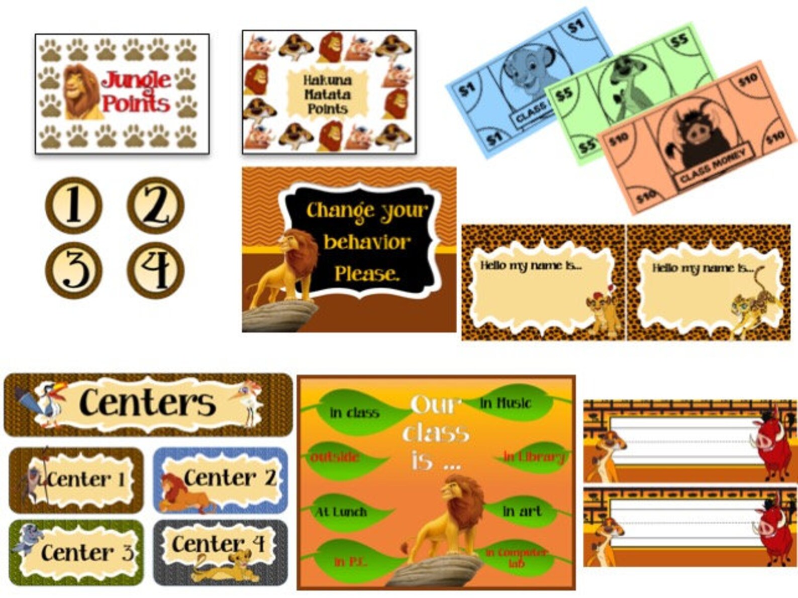 Editable Classroom Decor Bundle Elementary, Lion King Theme, Classroom ...