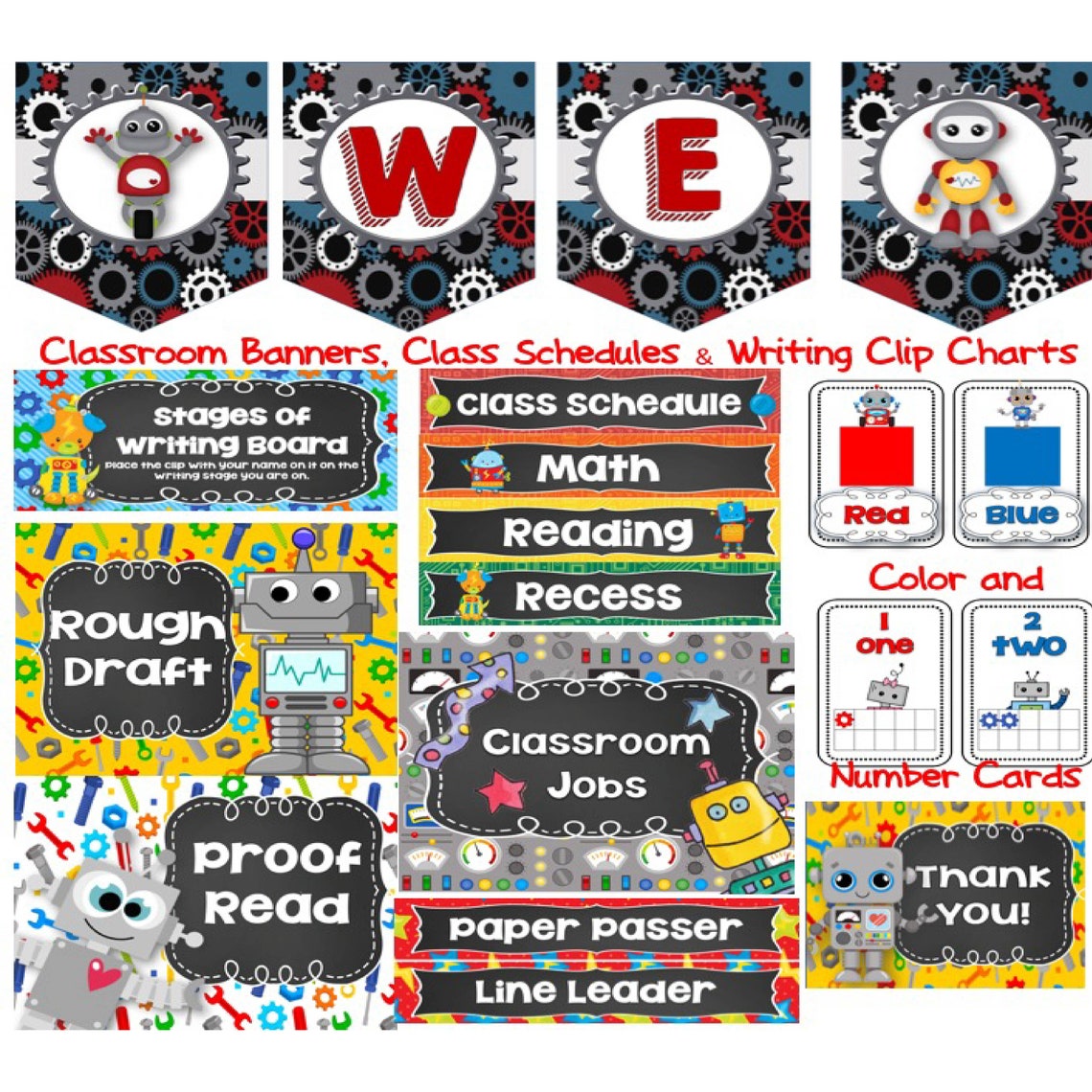 Classroom Decorations -robot Theme-over 300 Pages and Editble! - Etsy UK