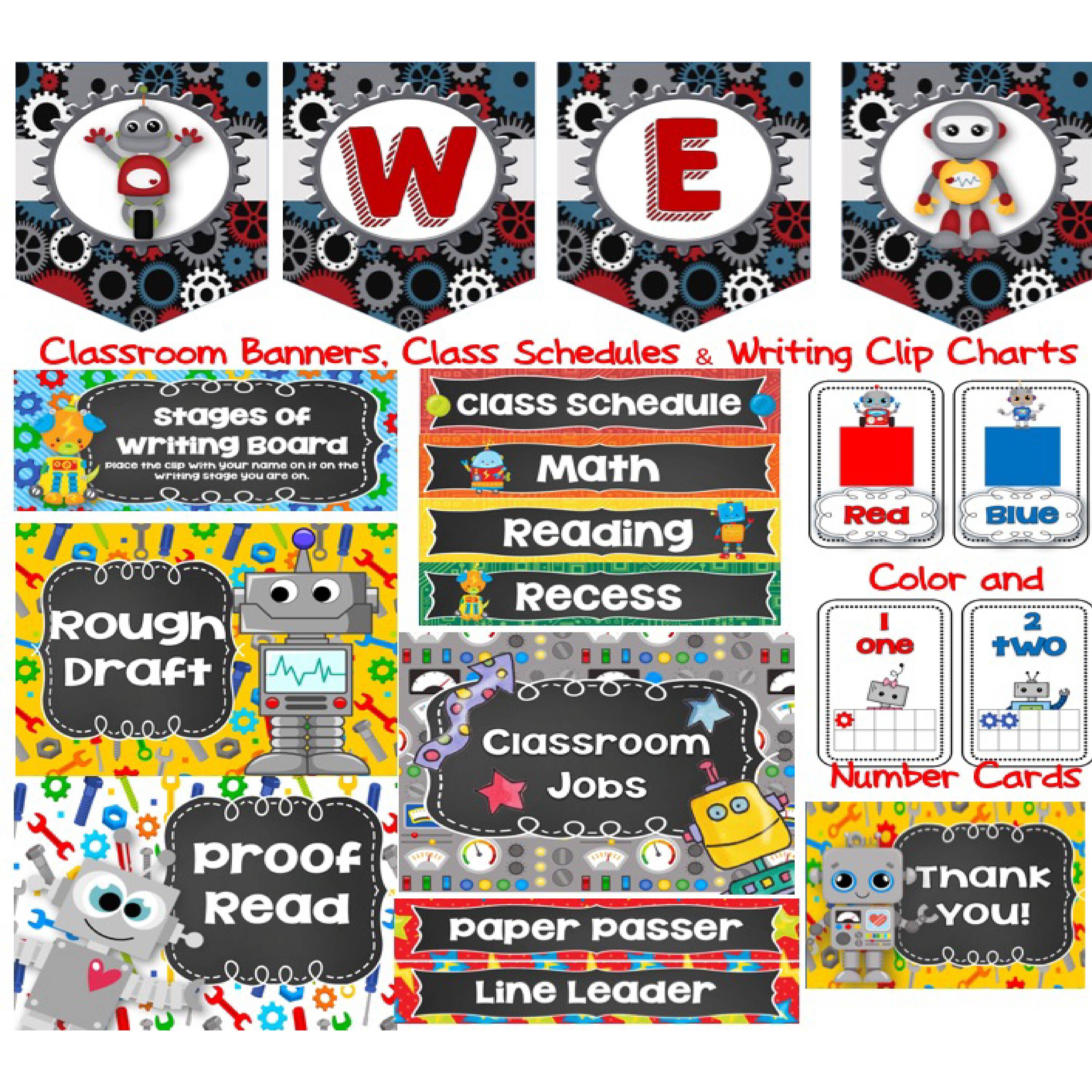 Classroom Decorations -robot Theme-over 300 Pages and Editble! - Etsy
