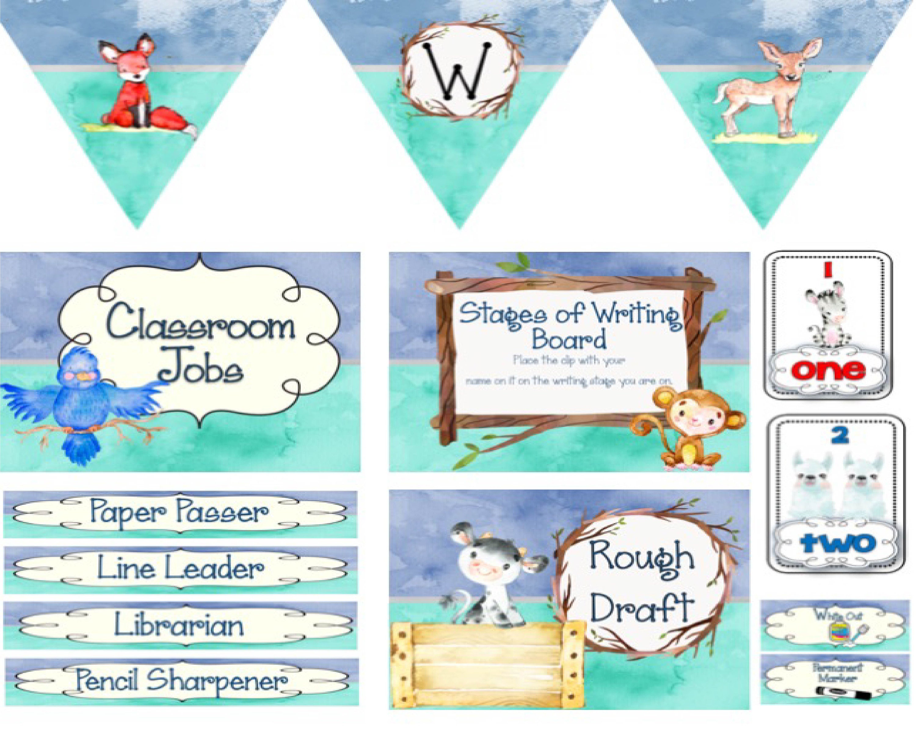 Classroom Decorations Watercolor Animals Theme-over 300+ Pages and ...
