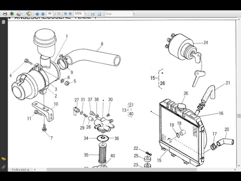 KUBOTA D950b TRACTOR ENGINE Parts Manual 70pg for D-950 950bbs With ...