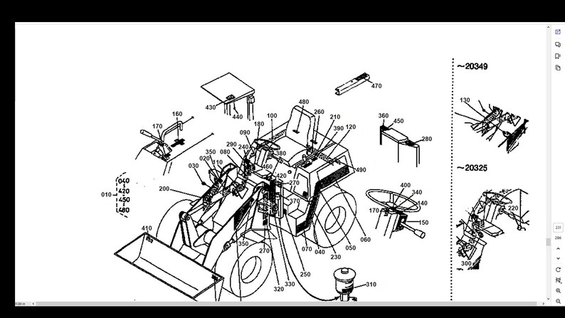 KUBOTA R400 Tractor Loader Parts Manual 285pgs for R 400 Tractors With ...