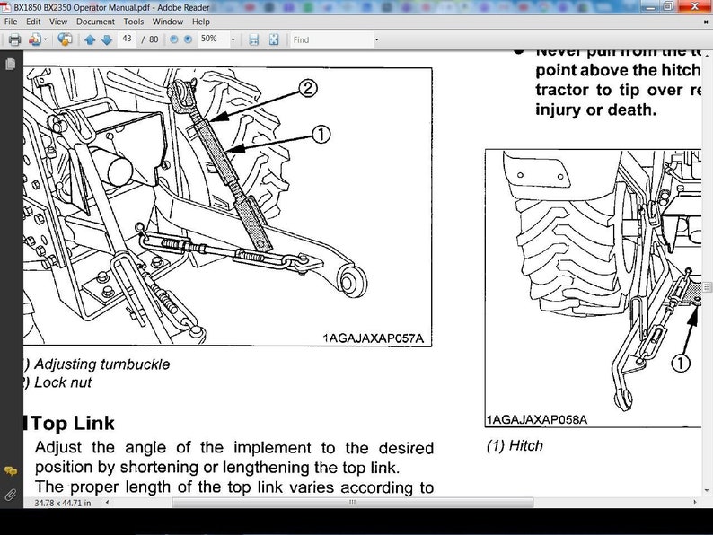 KUBOTA BX1850 BX2350 TRACTOR Operations Manuals - 120pg for BX 2350 ...