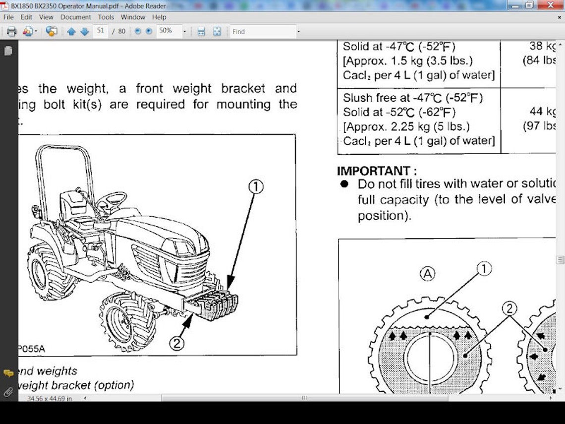 KUBOTA BX1850 BX2350 TRACTOR Operations Manuals - 120pg for BX 2350 ...