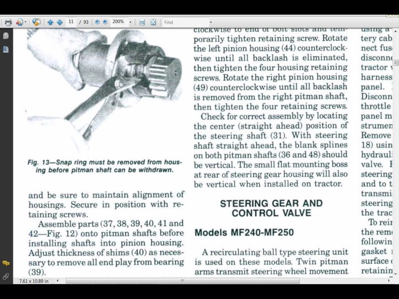 MASSEY FERGUSON MF240 Workshop Service Manual -191pgs for MF 240 ...