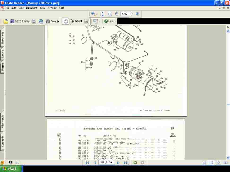 MASSEY FERGUSON MF 230 Tractor Parts Manual 130pgs With Exploded ...