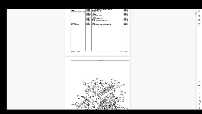 KUBOTA FZ2400 Tractor Parts Manual Set - 220pgs With Detailed Exploded ...