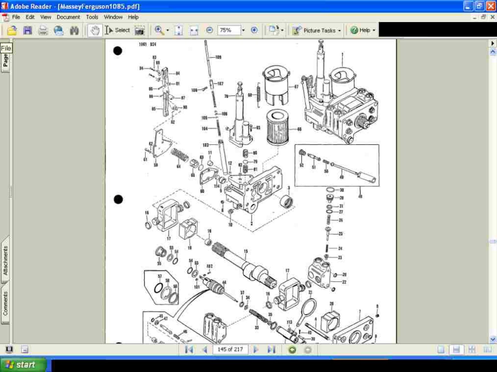 MASSEY FERGUSON MF1085 Parts Manual -210pgs for MF 1085 Tractor Repair ...