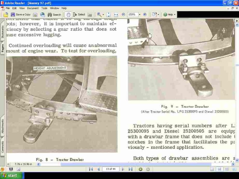 MASSEY FERGUSON MF97 Diesel Operations Manual Collection - 55pg for MF ...