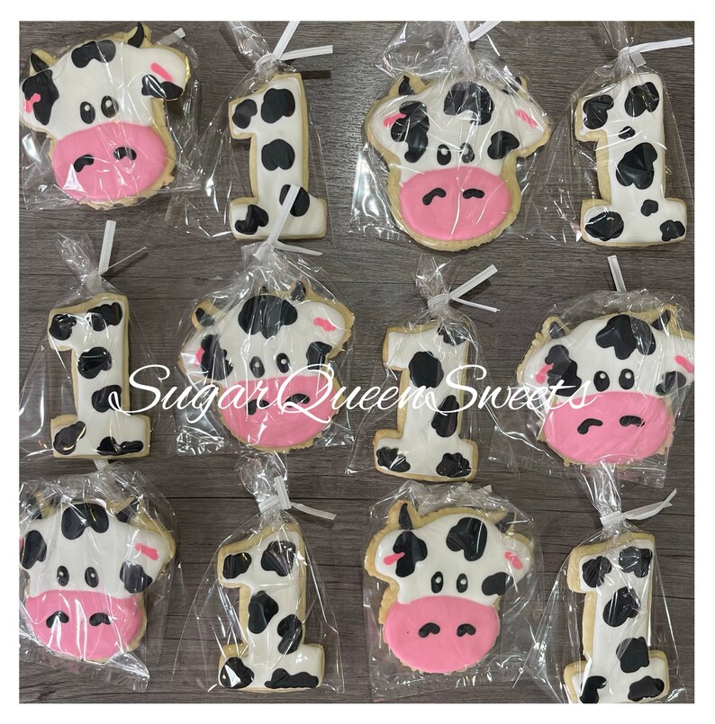 Cow Themed 1st Birthday Cookies - Etsy