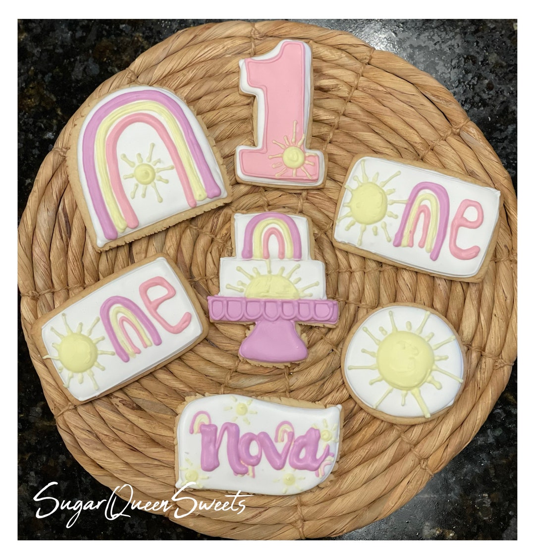 Rainbow Boho 1st Birthday Cookies - Etsy