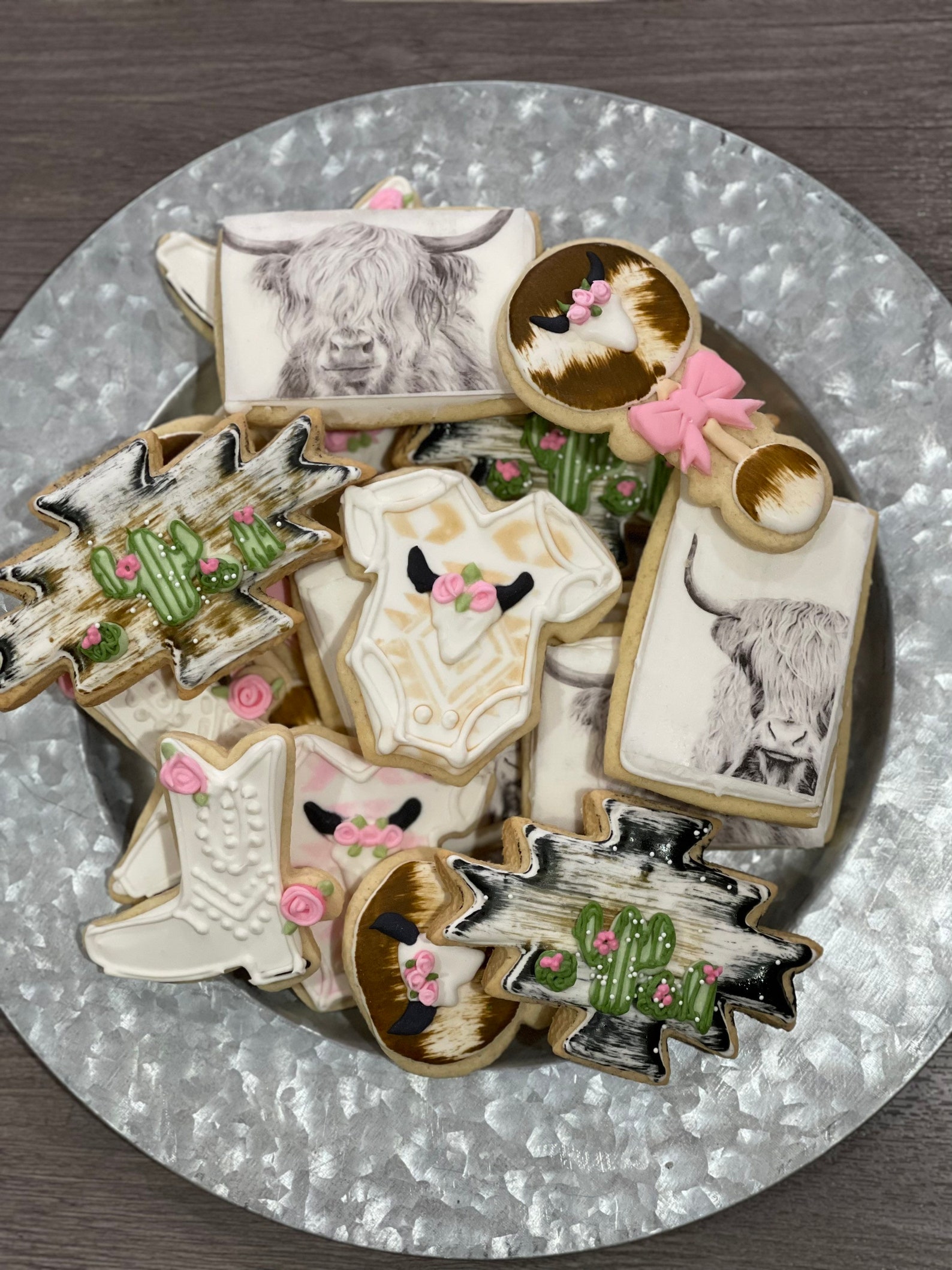 Highland Cow/western Theme Baby Shower Sugar Cookies - Etsy