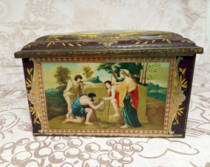 1900s Antique French Lithograph Tin Box/casket.antique French Biscuits ...