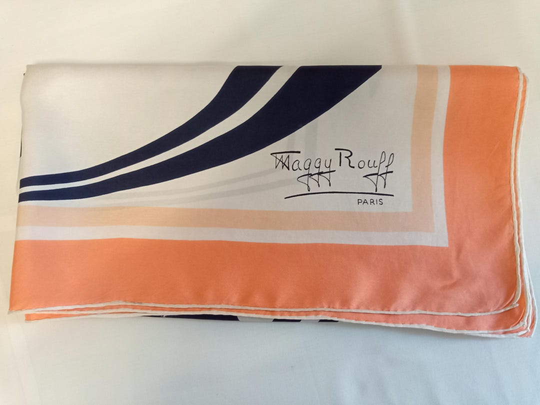 Rare 50s Vintage French Couture Maggy Rouff Silk Scarf/abstract Scarf ...