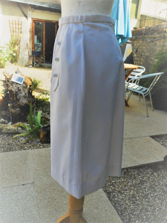 Vintage French Skirt in White Herringbone Handmade pr… - Gem