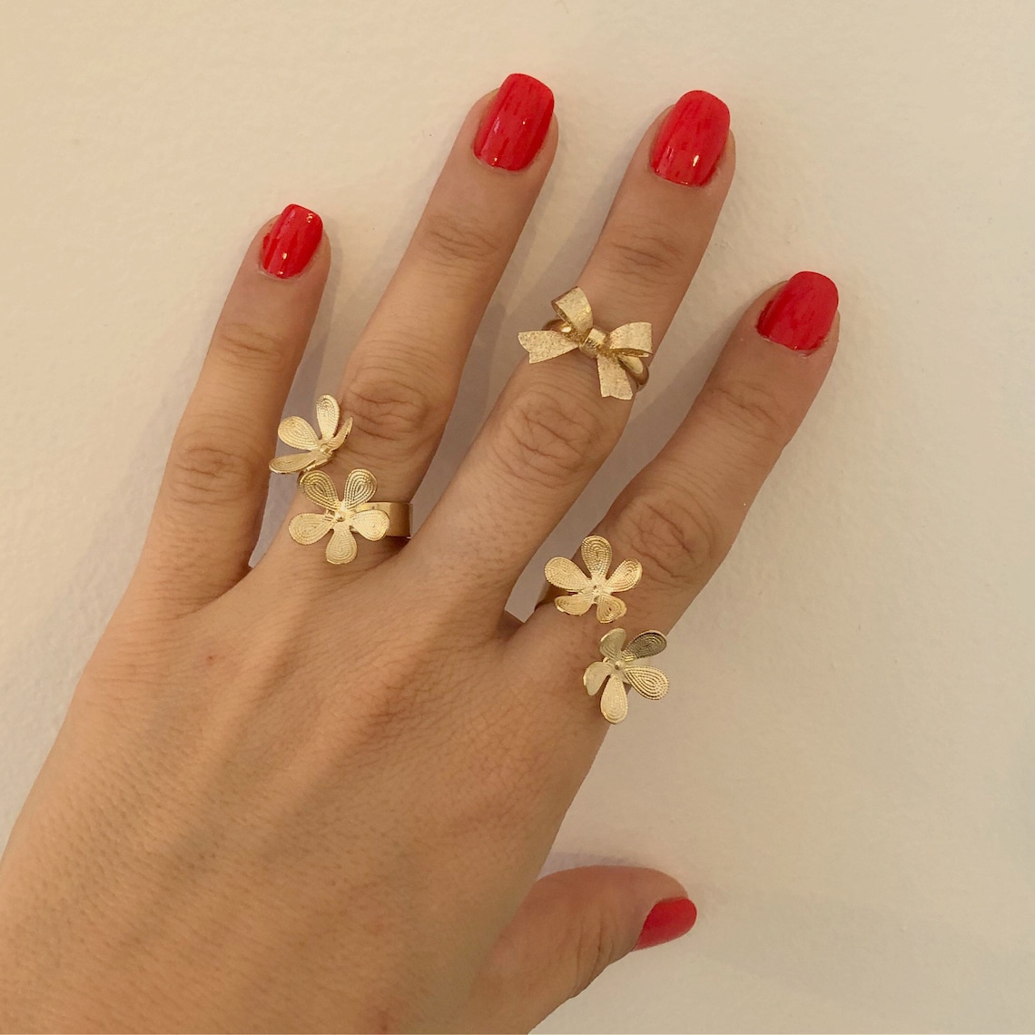 Gold Bow Midi Ring , Adjustable Bow Ring , Above Knuckle Ring. - Etsy ...