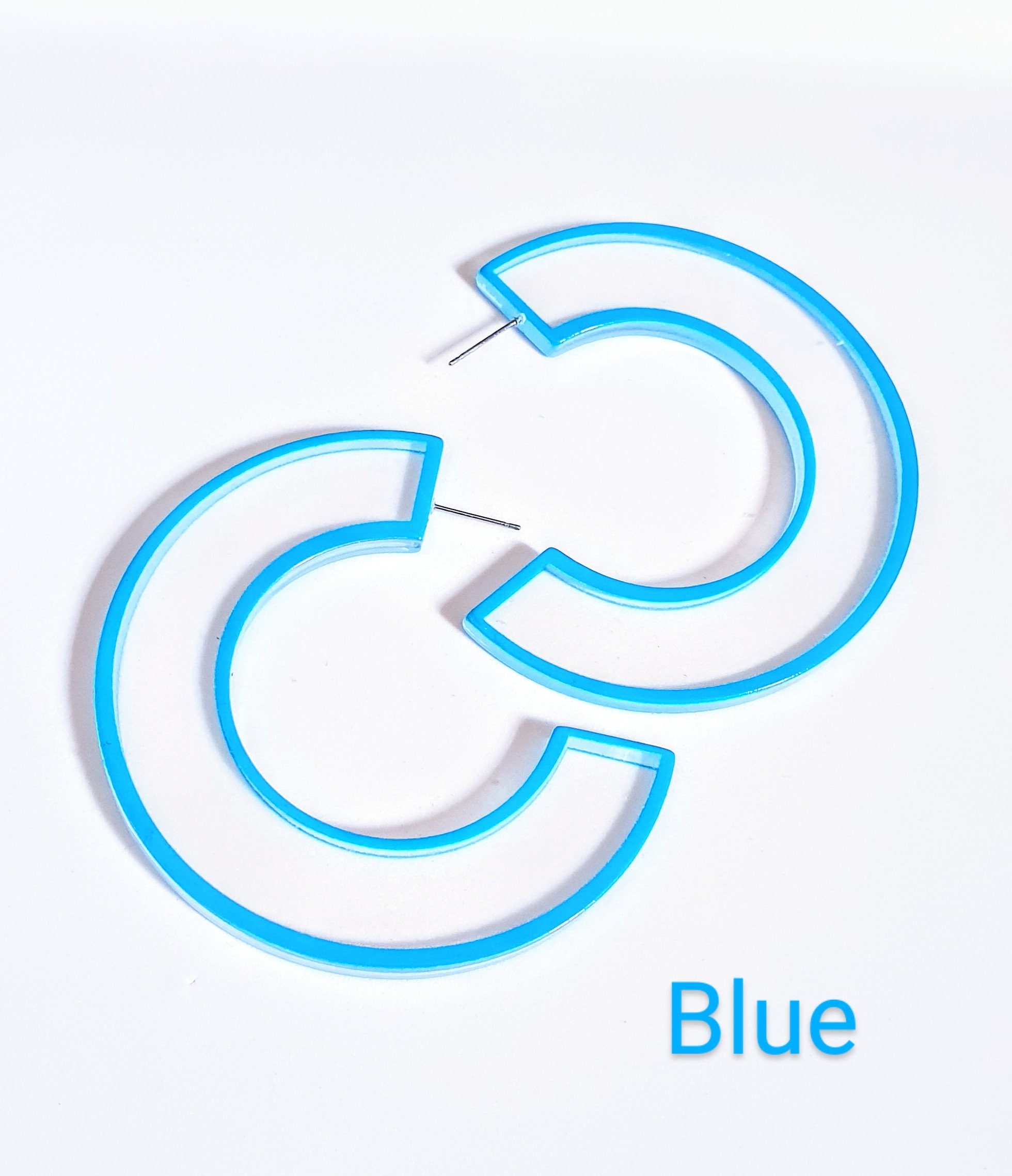 Neon Transparent Hoop Earrings, Huge Hoop Earrings, Transparent Hoops ...