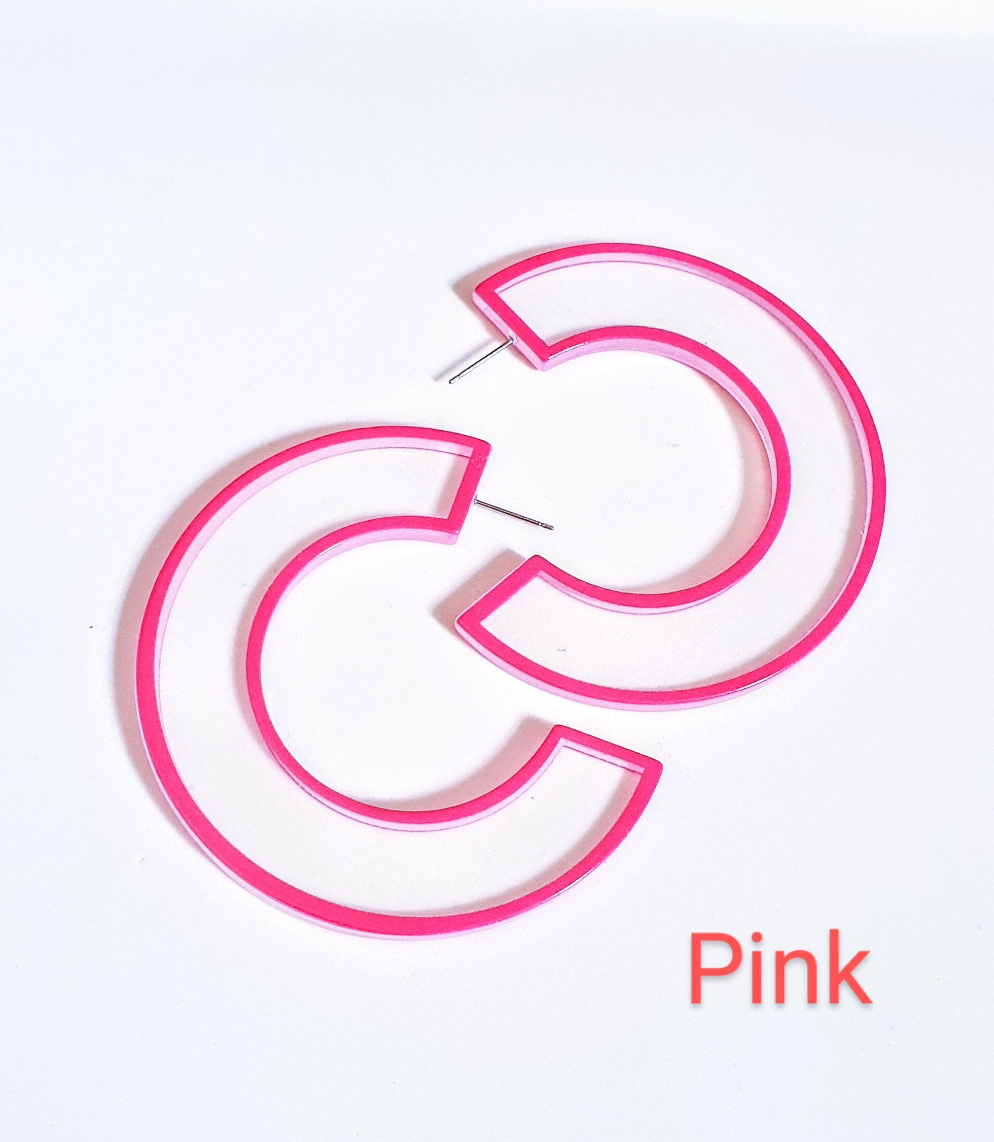 Neon Transparent Hoop Earrings, Huge Hoop Earrings, Transparent Hoops ...