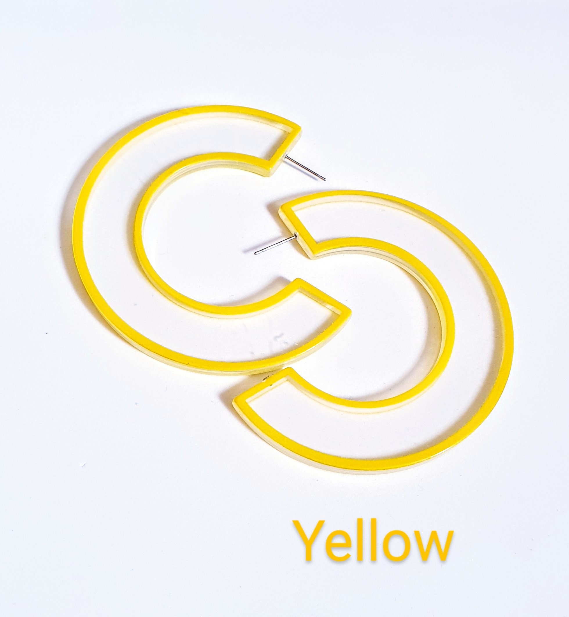 Neon Transparent Hoop Earrings, Huge Hoop Earrings, Transparent Hoops ...