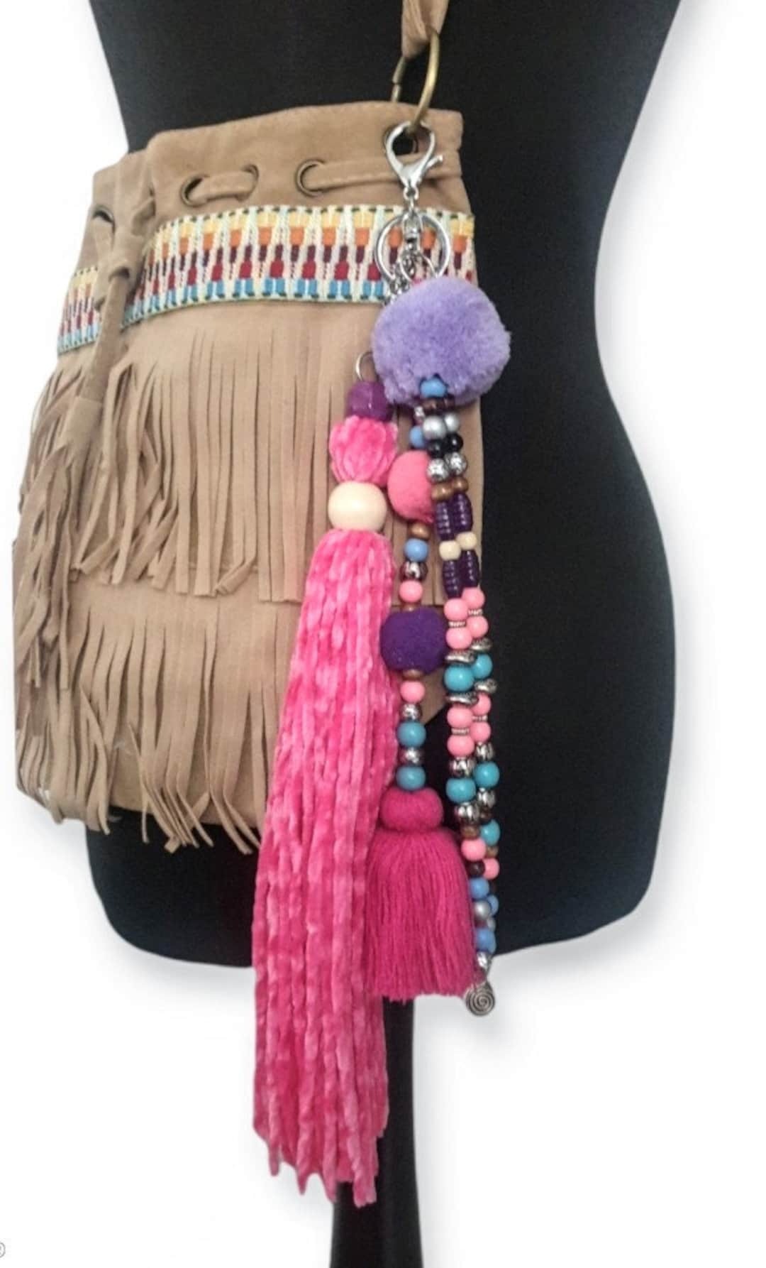 Bohemian Key Chain, Boho Bag Charm, Hippie Key Ring,gypsy Key Ring ...