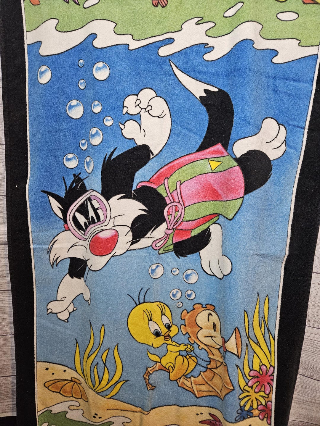 Vintage Looney Tunes Sylvester & Tweety Bird Beach Towel 1999 55 X 27 ...