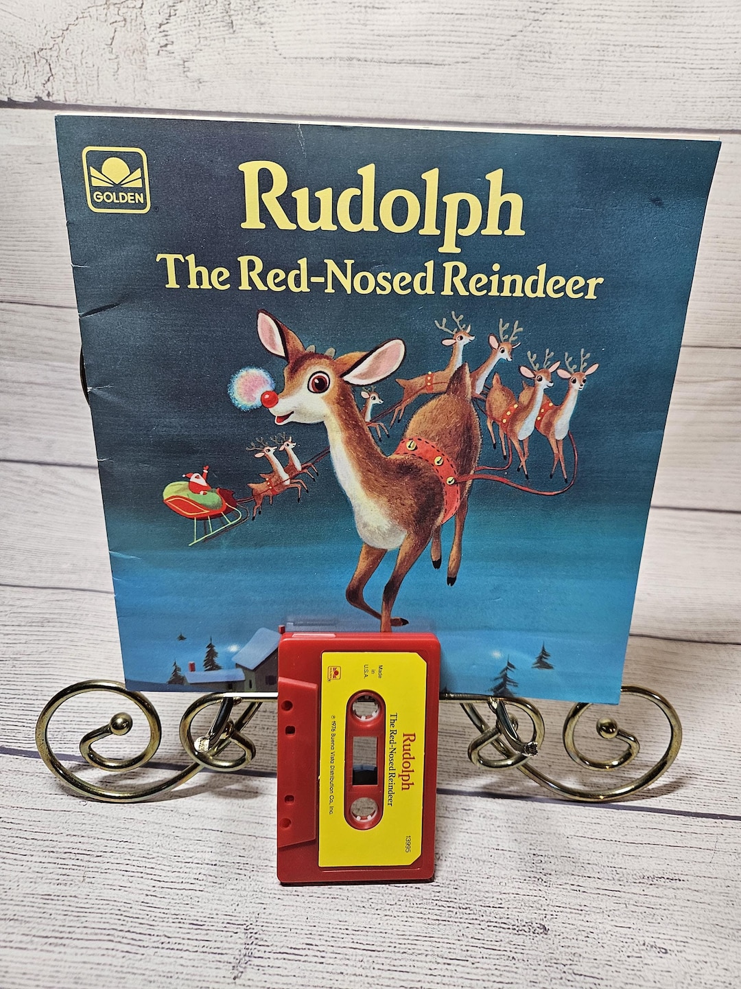 Rudolph the Red Nosed Reindeer Paperback Book WITH TAPE 1976 Read-along ...