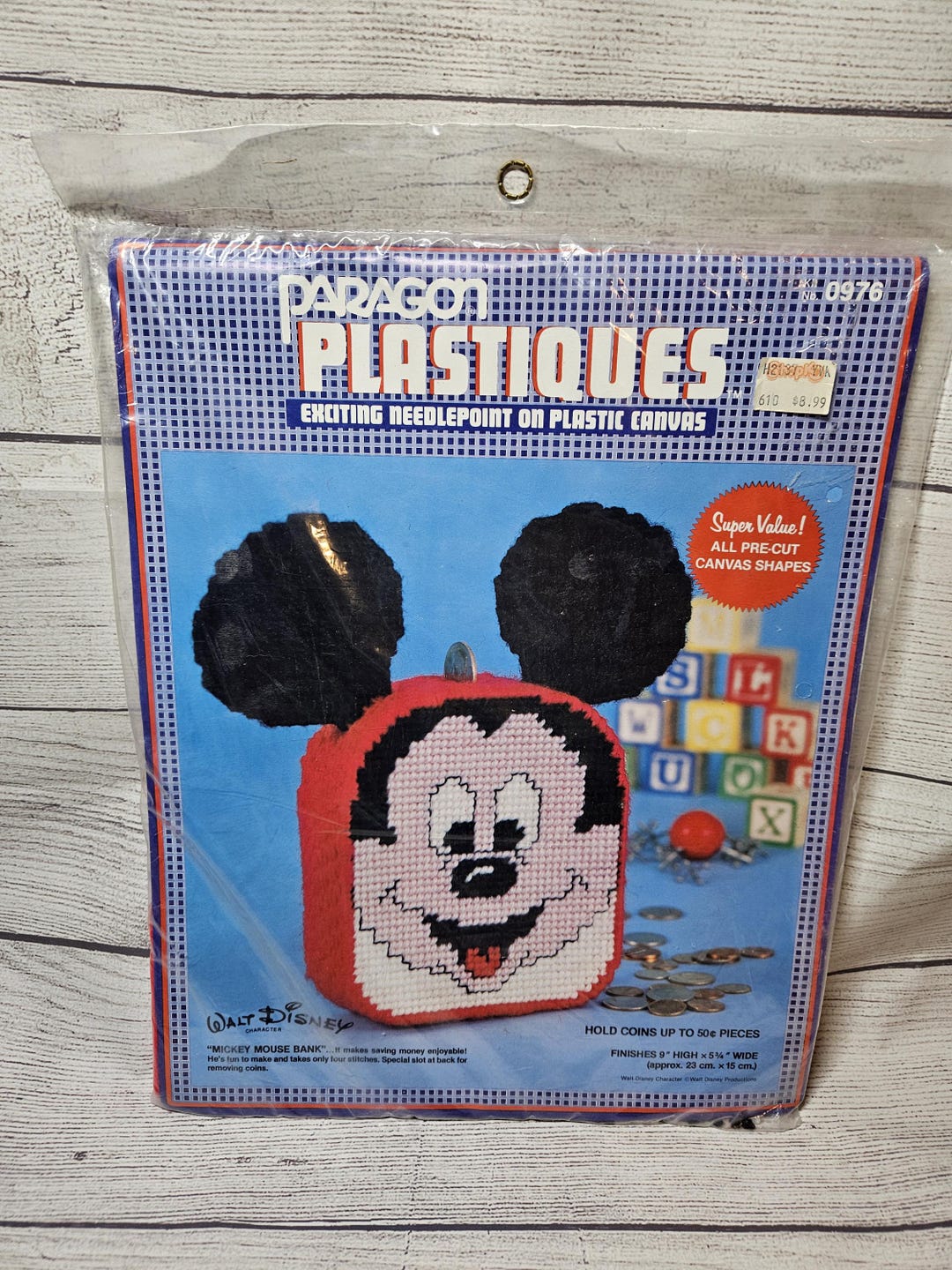 Vtg Walt Disney Mickey Mouse Coin Plastic Canvas Kit-paragon Plastiques ...