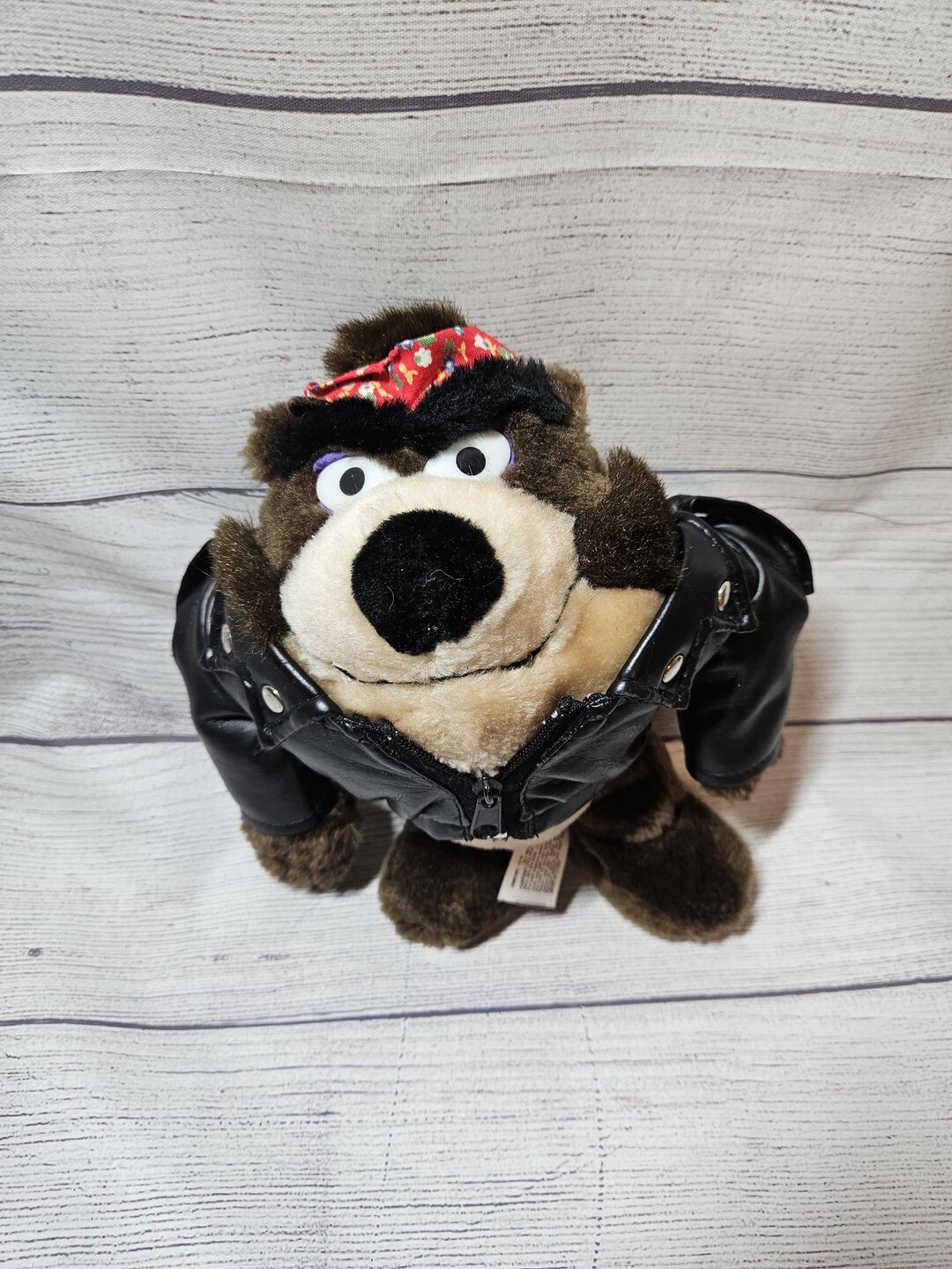 Vtg Tasmanian TAZ Devil Motorcycle Biker Plush - 1993 - Black Leather ...