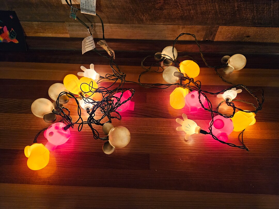 Vtg Disney Mickey Mouse 2 String Light Set-10 Lights Each-blinking ...
